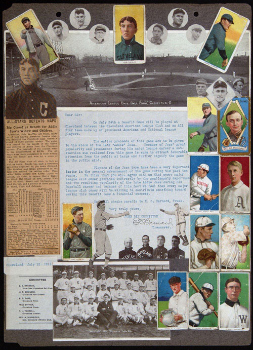 1911 "Addie Joss Day" Scrapbook Page with Letter Signed by E.S. Barnard ...