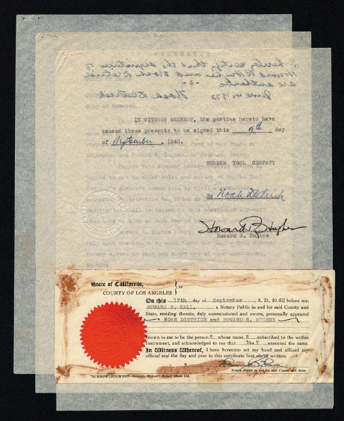 1940 Howard Hughes Signed Contract to Test-Fly Airplanes | REA Archive