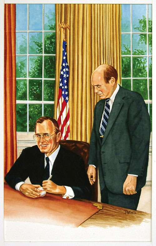 George Bush & Perez-Steele Family Hall of Fame Postcard Artworks | REA ...