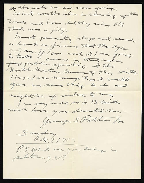 1910 George Patton Jr. Autograph Letter To His Father | REA Archive