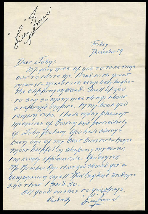 Circa 1950 Billy Evans and Bill McGowan Signed Letters | REA Archive