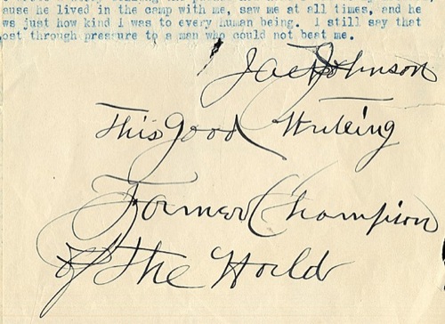 Circa 1916 Jack Johnson Signed "Confession" Letter to Nat Fleischer ...