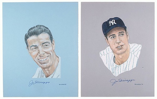 DiMaggio, Williams, and Mantle Signed Original Artwork Collection (4 ...