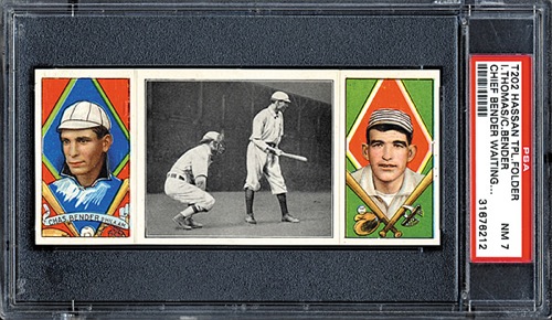 1912 T202 Hassan Triple Folder "Chief Bender Waiting..." Chief Bender ...