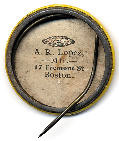 1904 PT-1 Blue Label Cigar Makers Jimmy Collins Pin | REA Archive