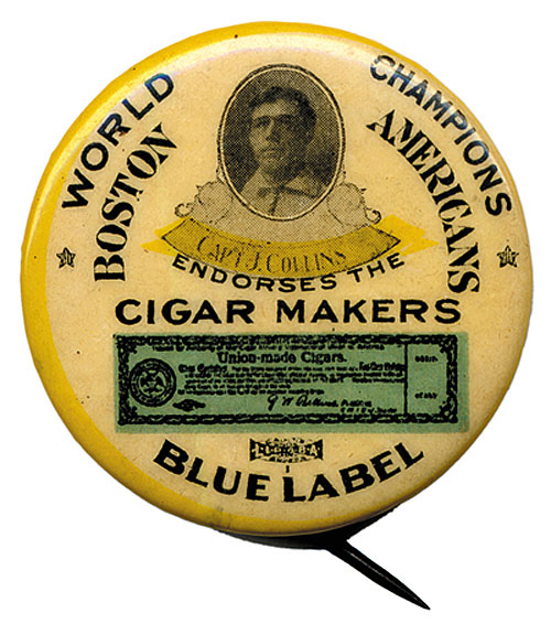 1904 PT-1 Blue Label Cigar Makers Jimmy Collins Pin | REA Archive