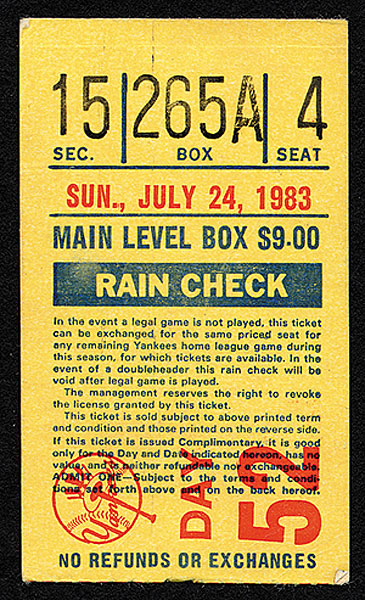 1983 Official Line-Up Card from the George Brett "Pine Tar" Game! | REA ...