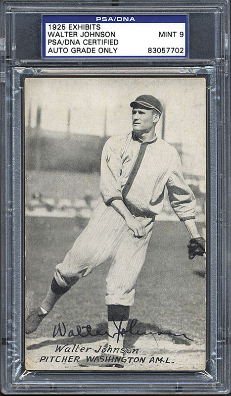 1920s Walter Johnson Signed Exhibit Card (PSA/DNA MINT 9) | REA Archive