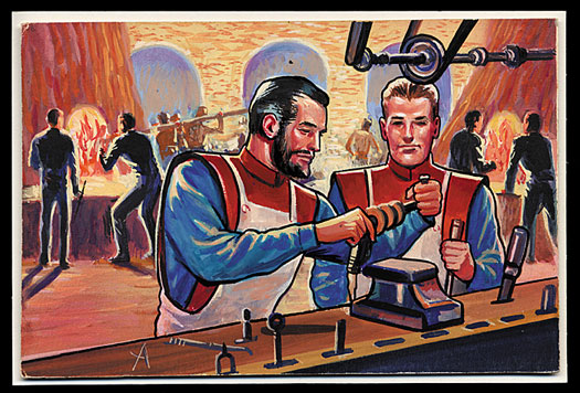 1951 Bowman "Jets, Rockets, Spacemen" Original Card Artwork #96 "Making ...