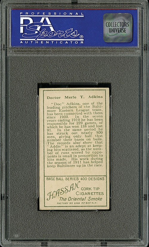 1911 T205 Gold Border Doc Adkins PSA NM 7 - Highest Graded! | REA Archive