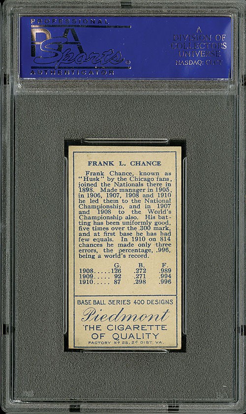 1911 T205 Gold Border Frank Chance PSA NM-MT 8 | REA Archive
