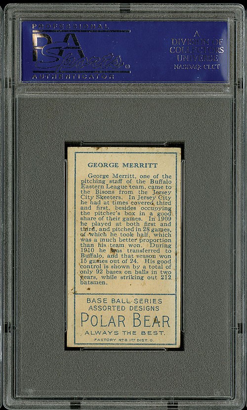 1911 T205 Gold Border George Merritt PSA NM 7 - 1 of 1! | REA Archive