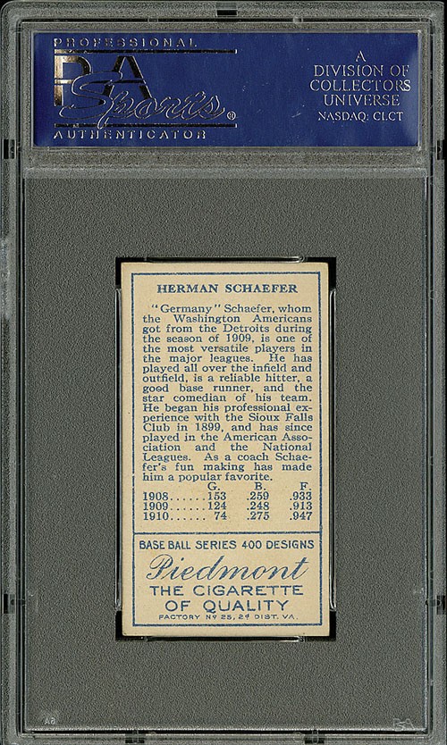 1911 T205 Gold Border Germany Schaefer PSA NM+ 7.5 - 1 of 1 - Highest ...
