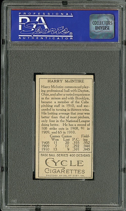 1911 T205 Gold Border Harry McIntire PSA NM 7 - Highest Graded! | REA ...
