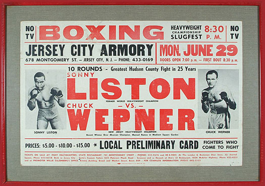 1970 Sonny Liston vs. Chuck Wepner Fight Poster | REA Archive