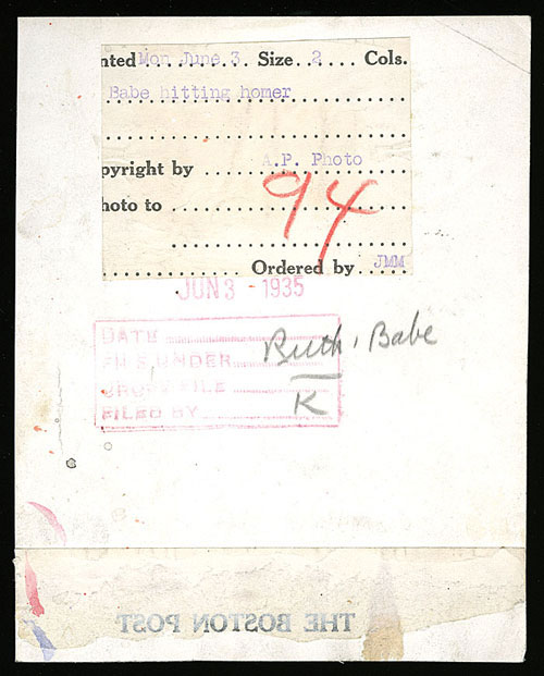 Historic May 25, 1935, Photograph of Babe Ruth Hitting His Final Home ...