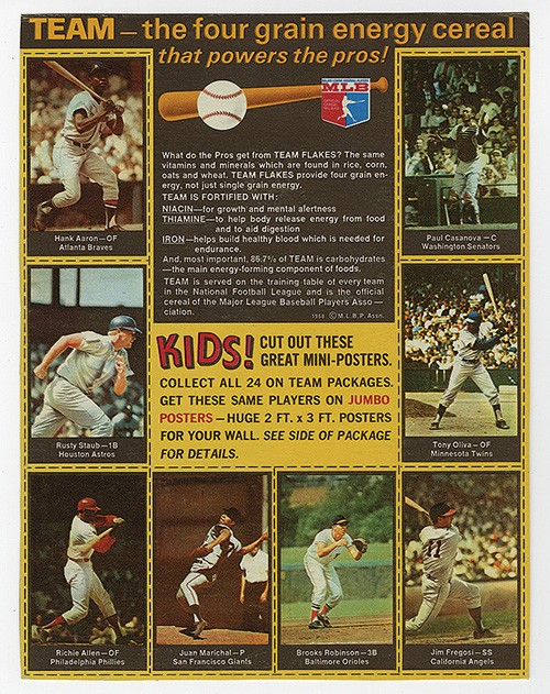 1969 Nabisco Team Flakes Complete Set of 24 on Three Uncut Panels | REA ...