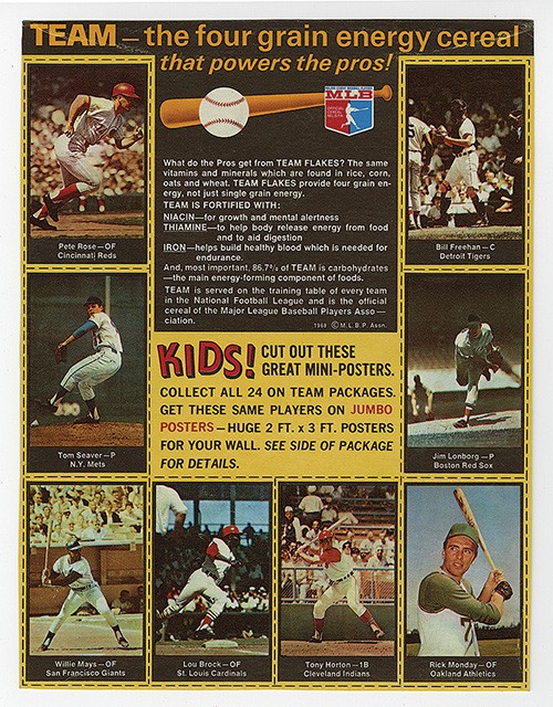 1969 Nabisco Team Flakes Complete Set of 24 on Three Uncut Panels | REA ...