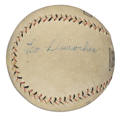 Circa 1928 Babe Ruth, Miller Huggins, and Leo Durocher Signed Ball ...