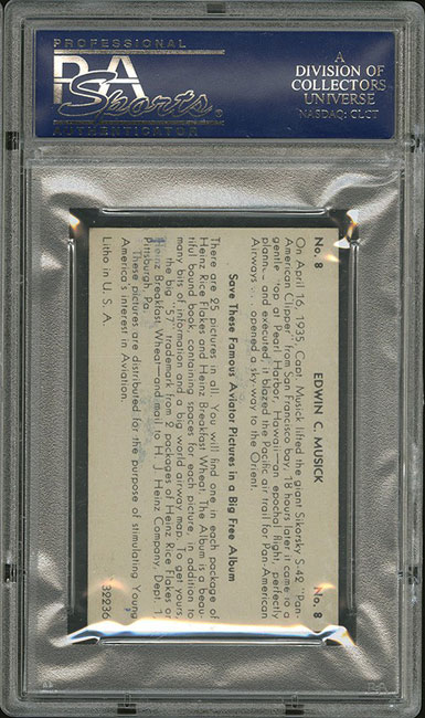 1936 Heinz "Famous Aviators" #8 Capt. Edwin Musick - Important Rarity ...