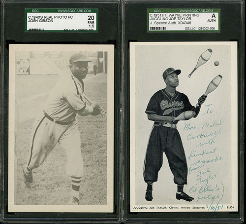 1940s/1950s Josh Gibson and Joe Taylor SGC-Graded Postcards | REA Archive