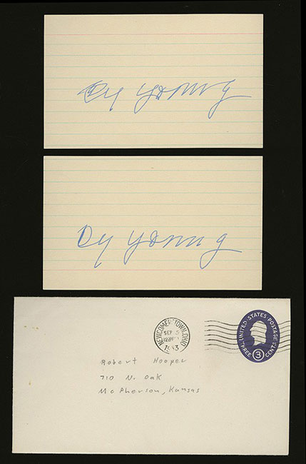 1953 Cy Young Signed 3x5 Cards (2 Examples) with Original Mailing ...