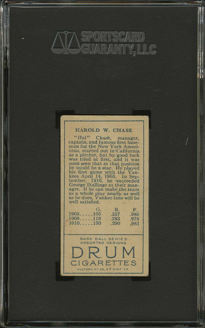1911 T205 Gold Border Hal Chase (Frame Extends) - Extremely Rare Drum ...