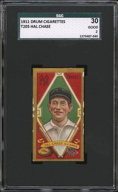 1911 T205 Gold Border Hal Chase (Frame Extends) - Extremely Rare Drum ...