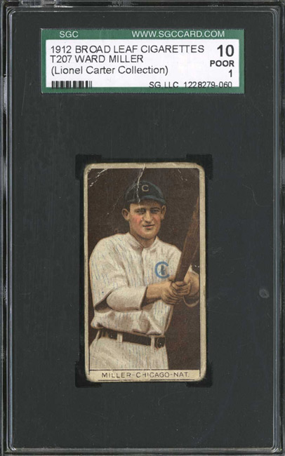 1912 T207 Brown Background Ward Miller - Broadleaf Back - Lionel Carter ...