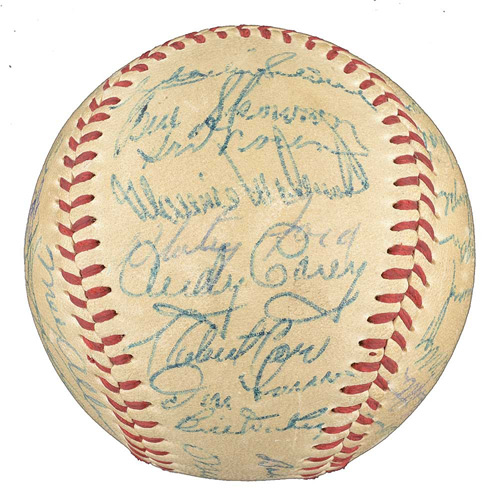 Remarkable 1956 New York Yankees World Champions Team-Signed Ball with ...