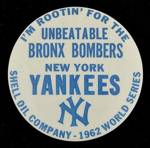 1962 New York Yankees World Series/Shell Oil Company Advertising Pin ...