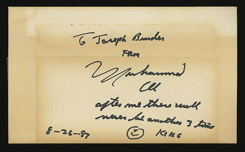Unique 1987 Muhammad Ali Signed Card | REA Archive