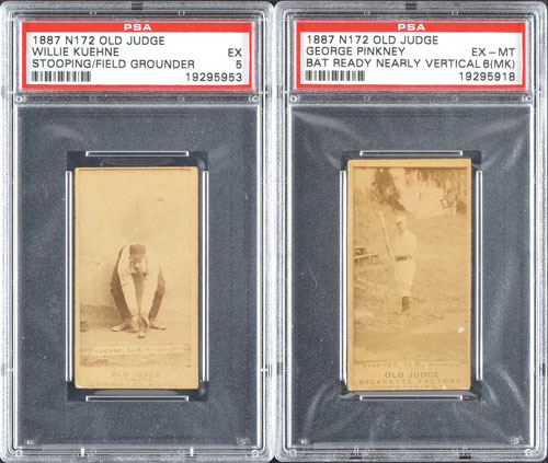 1887 N172 Old Judge Willie Kuehne and George Pinkney PSA-Graded Pair ...