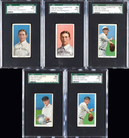 1909-1911 T206 Hal Chase SGC-Graded Collection - All Five Different ...