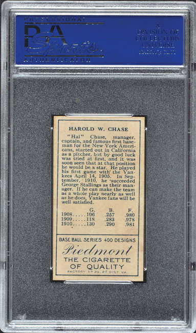 1911 T205 Gold Border Hal Chase Both Ears, Border Ends PSA NM 7 ...