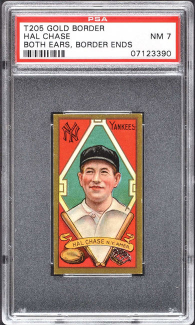 1911 T205 Gold Border Hal Chase Both Ears, Border Ends PSA NM 7 ...