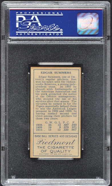 1911 T205 Gold Border Ed Summers PSA NM 7 - Highest Graded! | REA Archive