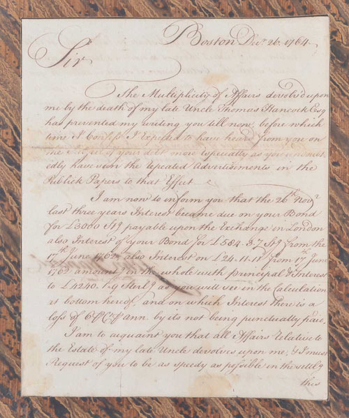 1764 John Hancock Handwritten Letter with Exceptional Signature Example ...