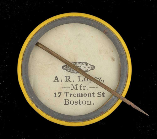 1904 PT-1 Blue Label Cigar Makers Pin - Charles Stahl | REA Archive