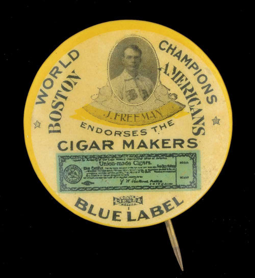 1904 PT-1 Blue Label Cigar Makers Pin - John Freeman | REA Archive