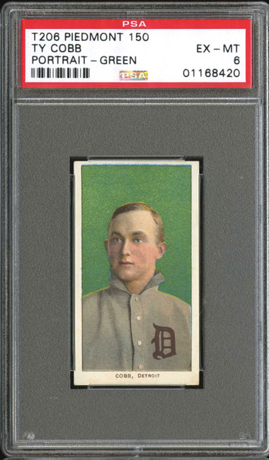 1909-1911 T206 White Border Ty Cobb Portrait Green Background PSA EX-MT ...