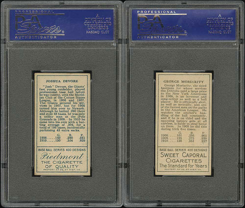 1911 T205 Gold Border Josh Devore & George Moriarty - Both PSA NM 7 ...