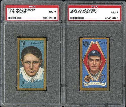 1911 T205 Gold Border Josh Devore & George Moriarty - Both PSA NM 7 ...