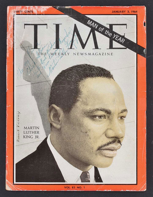 1964 Martin Luther King Jr. Signed Time Magazine Cover with ...