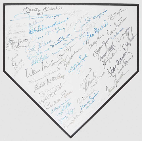 Autographed Home Plate with 53 Hall of Fame Signatures Including Mantle ...