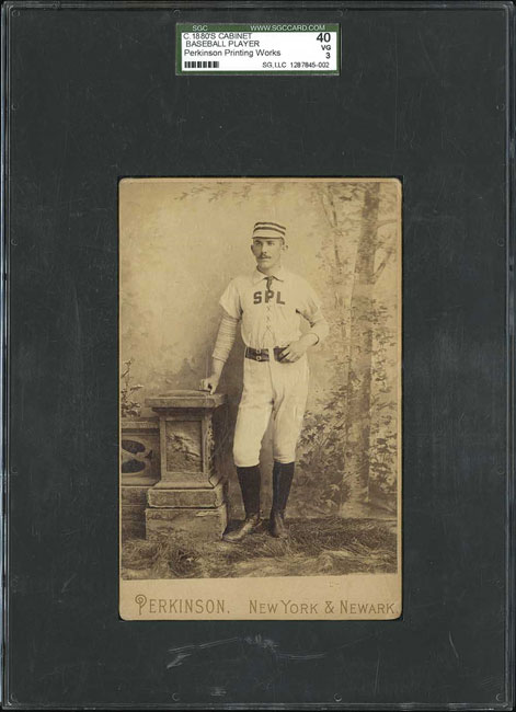 Circa 1880s Perkinson Printing Works Baseball Player Cabinet | REA Archive