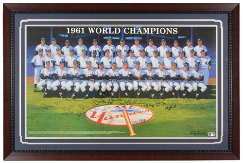1961 New York Yankees Team-Signed Ron Lewis Poster with Mantle | REA ...