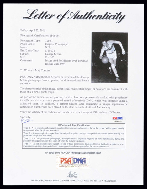 1948 George Mikan Original Photo - Used For 1948 Bowman Basketball ...