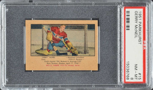 1951-1952 Parkhurst Hockey #15 Gerry McNeil Rookie PSA NM-MT 8 | REA ...