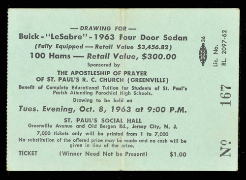 1963 Raffle Ticket Signed by Rocky Marciano, Joe Louis, Walcott ...